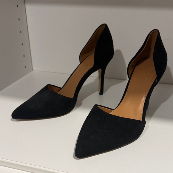 J. Crew | Shoes | J Crew Black Suede Heels | Poshmark